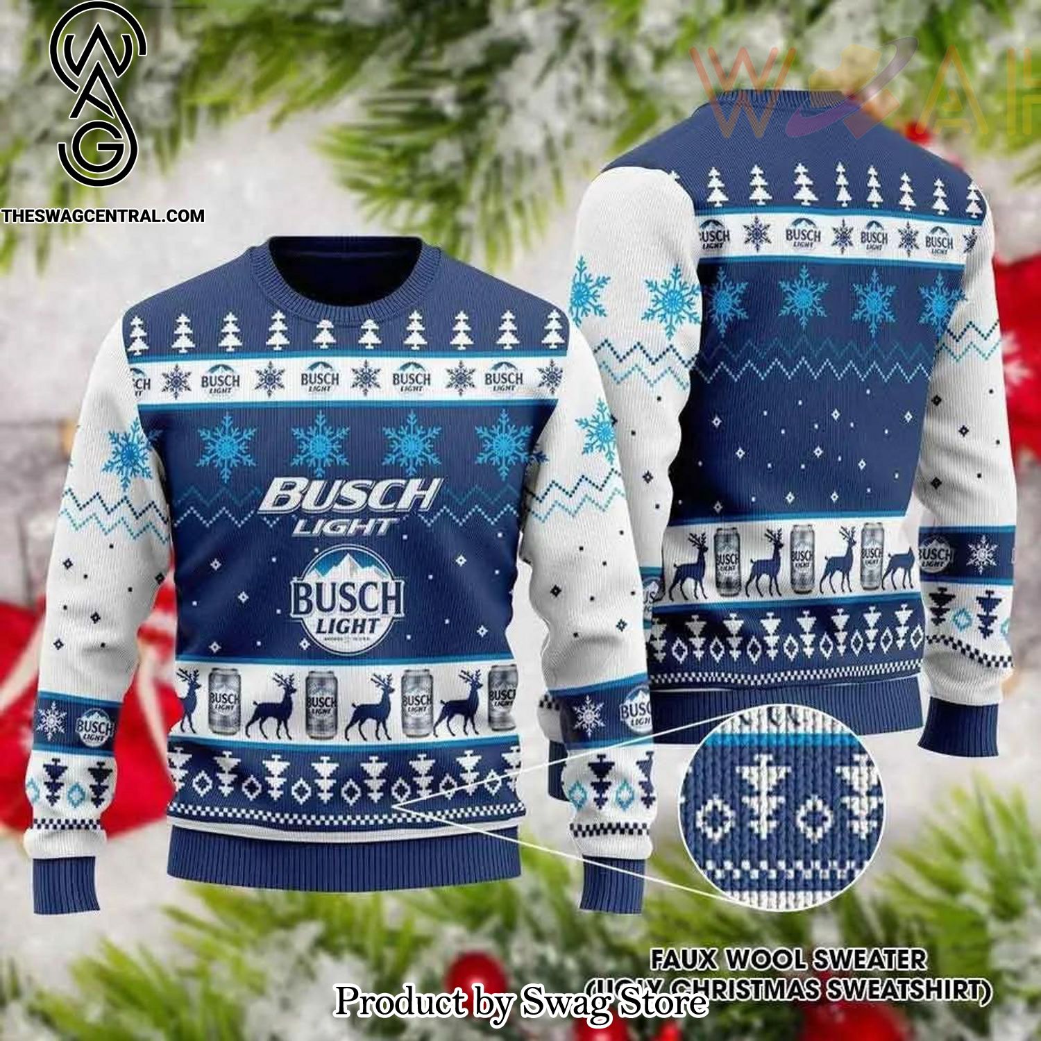 Busch Light Knitting Pattern Ugly Christmas Sweater