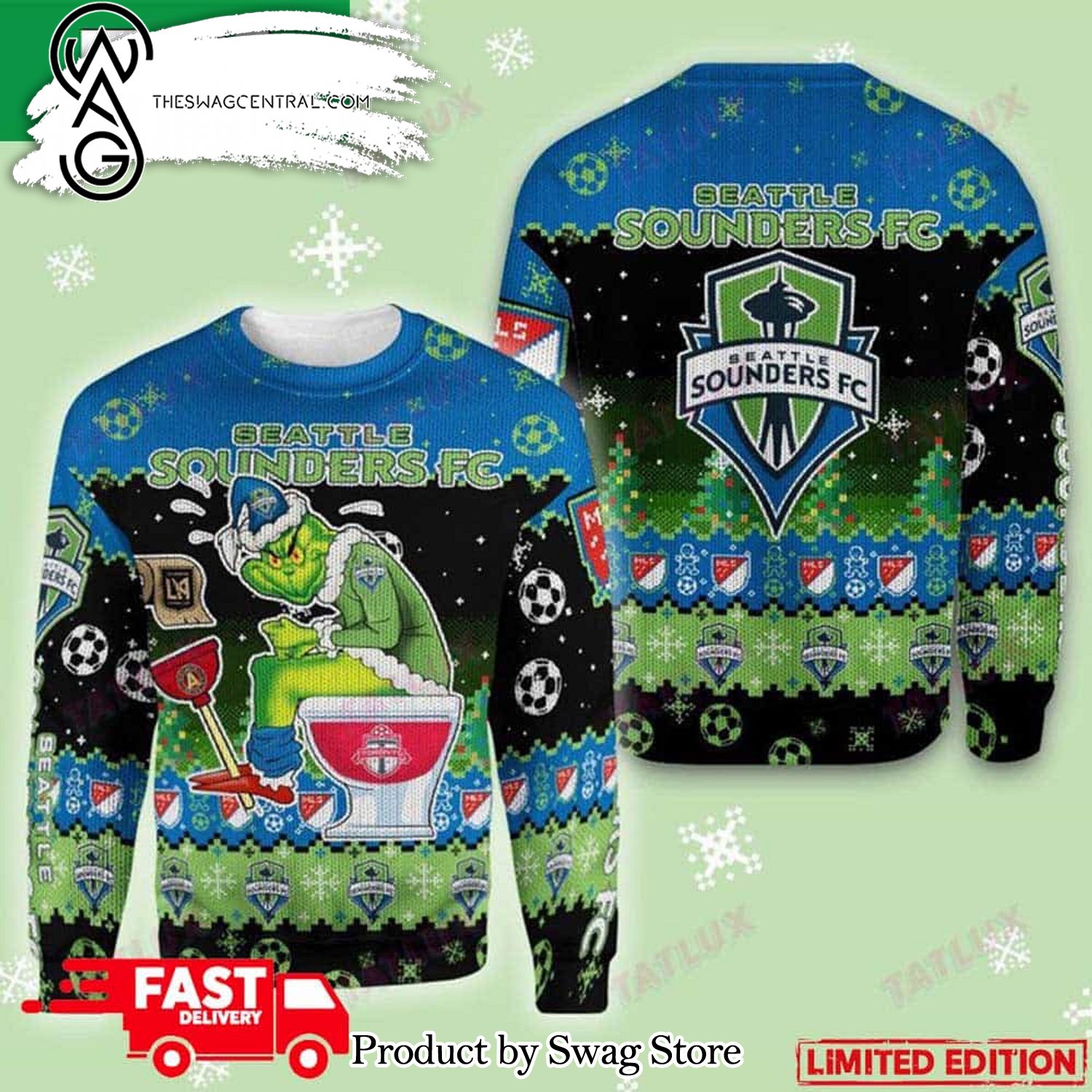 Seattle Sounders Grinch Toilet Xmas Gift 2023 For Fans Woolen Christmas ...